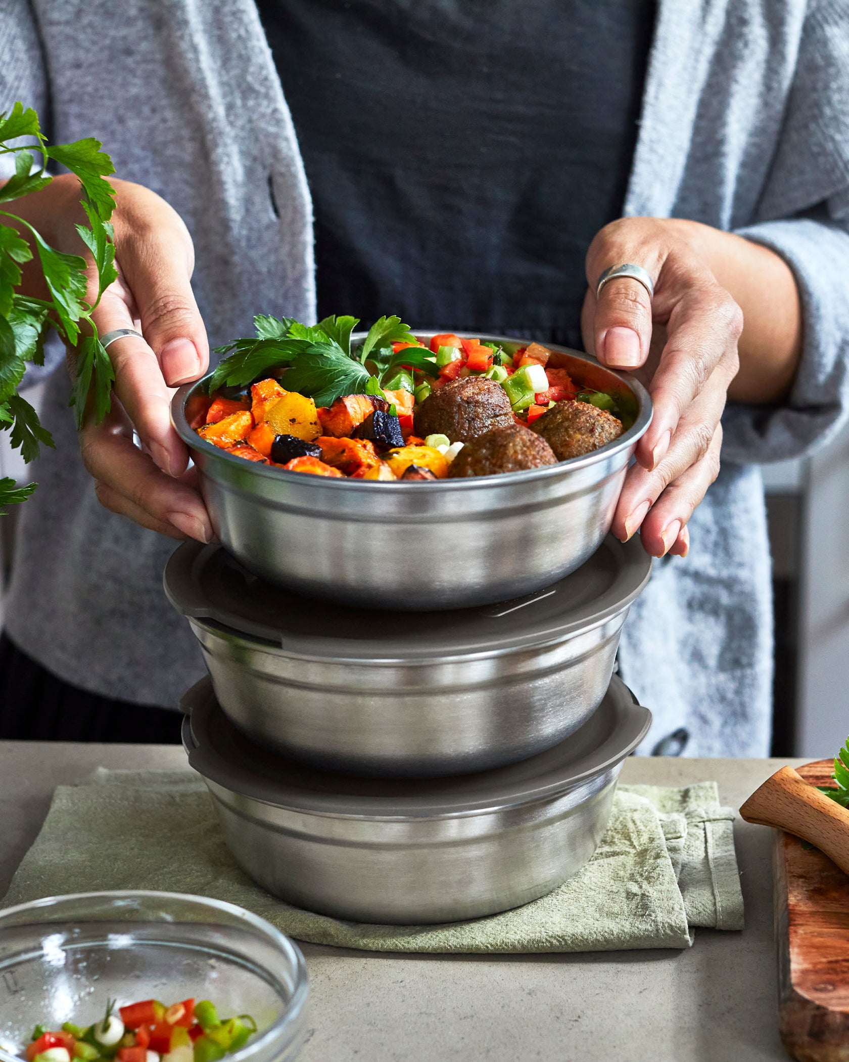 Black+Blum | Stainless Steel Meal Prep Food Bowl Set Of 3 | Reusable ...