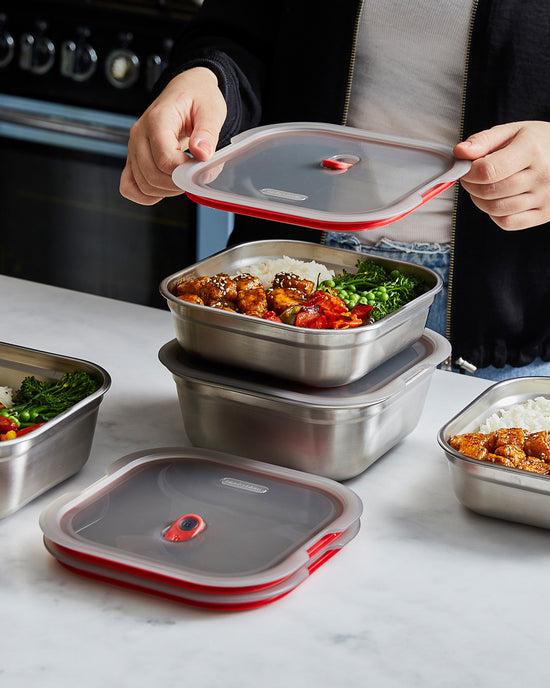 Black+Blum | Stainless Steel Meal Prep Square Food Box Set Of 3 ...